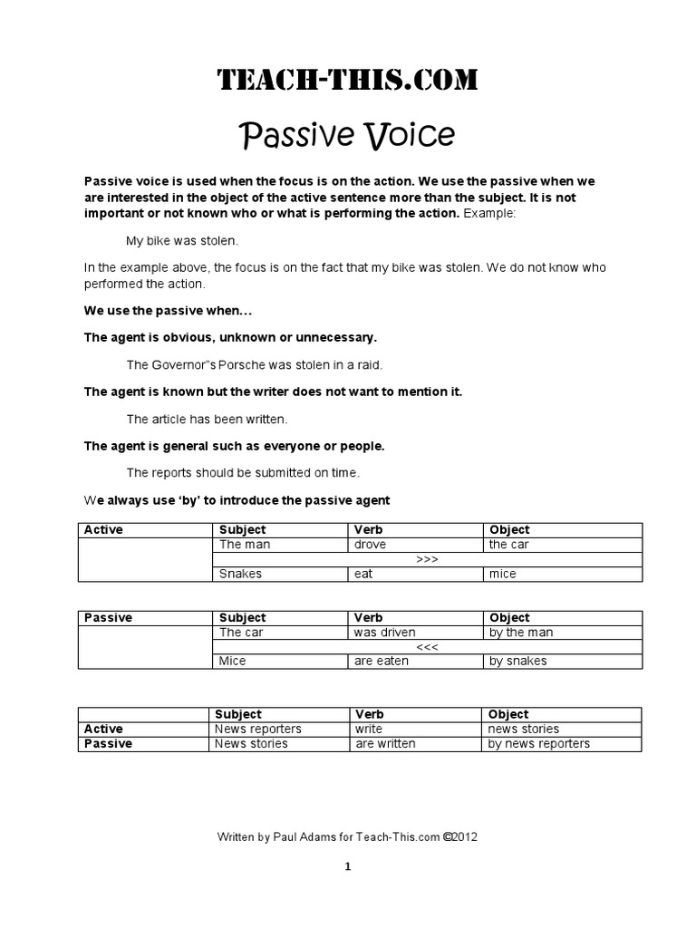 Passive-Voice Lesson Plan | PDF | Rules | Verb