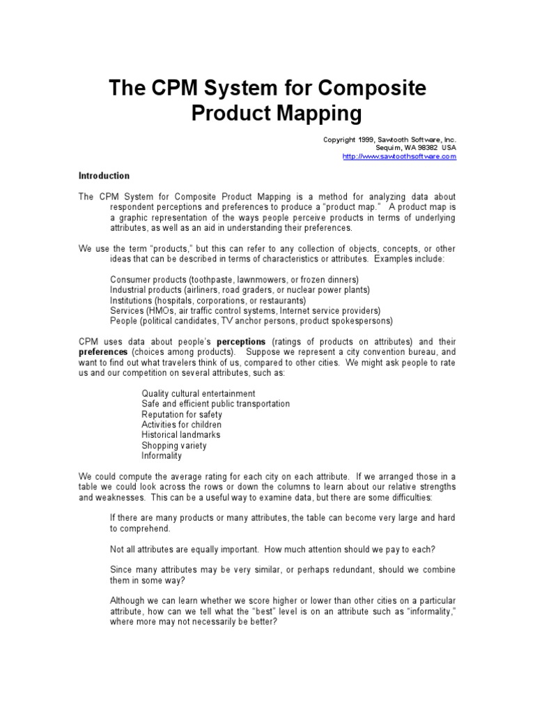 The CPM System For Composite Product Mapping: Sequim, WA 98382 USA | PDF