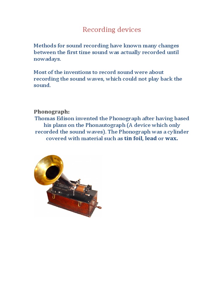 Recording Devices | PDF | Phonograph | Sony