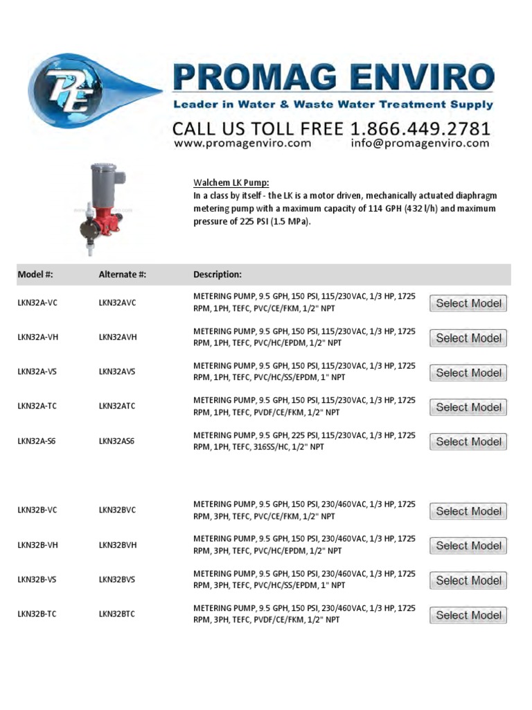 Walchem LK Pump Models, LKN32, LKN45, LKN47, LKN55, LKN57 | PDF | Gas ...