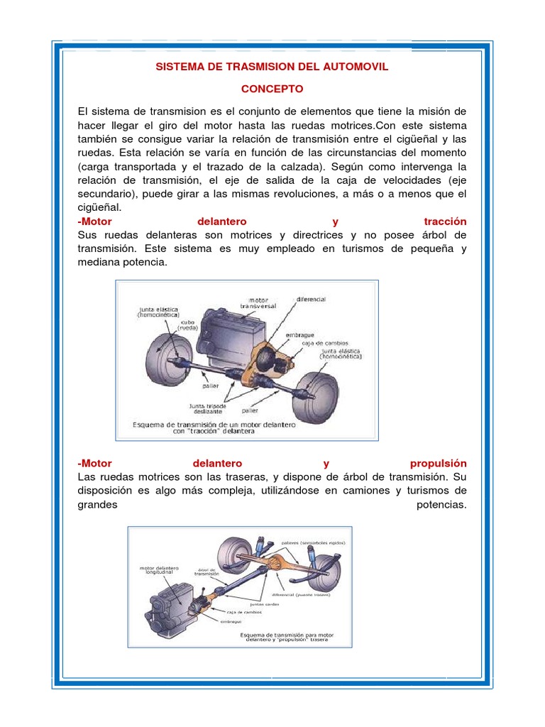 Sistema de Transmisión en Vehículos | PDF | Transmisión (Mecánica) | Eje