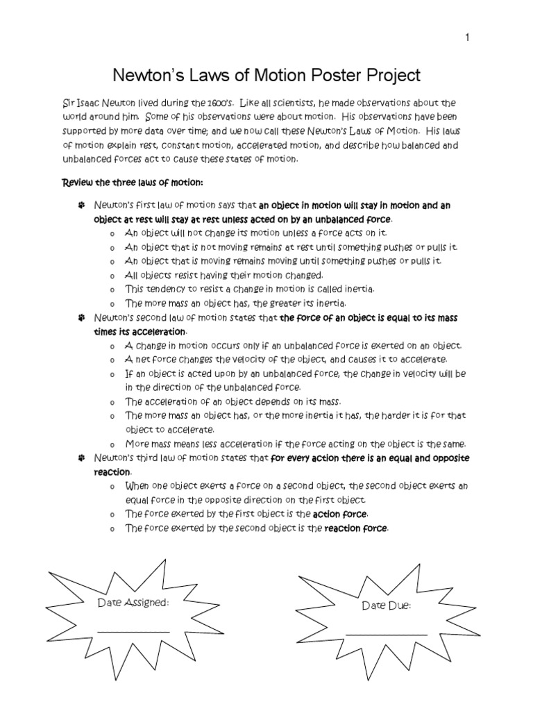 Newtons Laws Poster Project | PDF | Inertia | Force