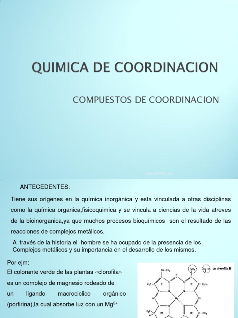 Quimica de La Coordinacion v2cs - Biologicas | PDF | Complejo de Coordinación | Quelación