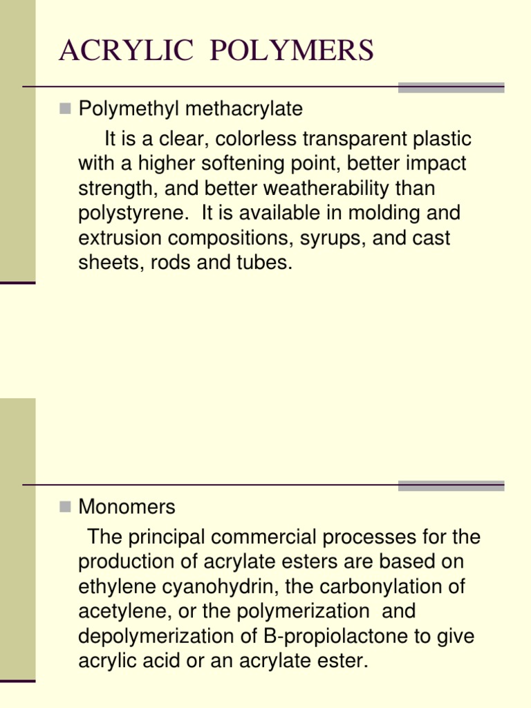 Acrylic Polymers | PDF | Poly(Methyl Methacrylate) | Polyvinyl Chloride