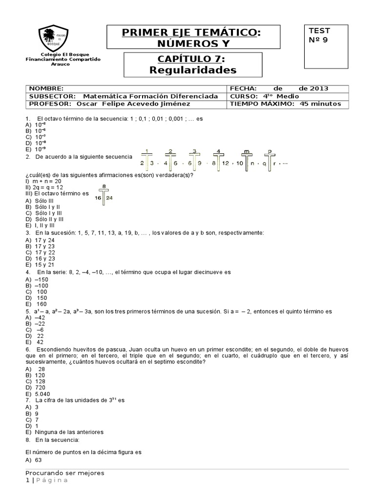 Guía 7 Regularidades Numéricas | PDF | Triángulo | Geometría