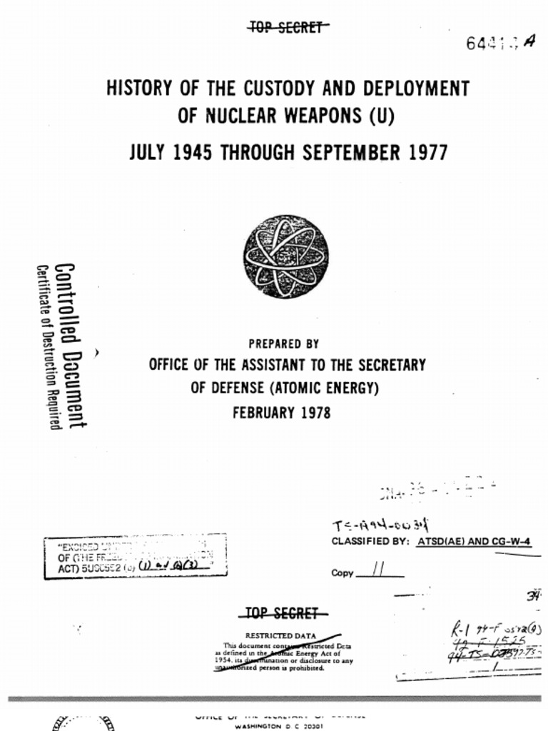 National Security Archive Declassified Documents On U.S. Nuclear War ...