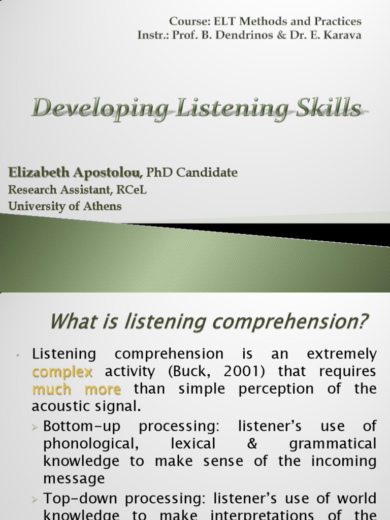Developing Listening Skills Pdf Reading Comprehension Epistemology