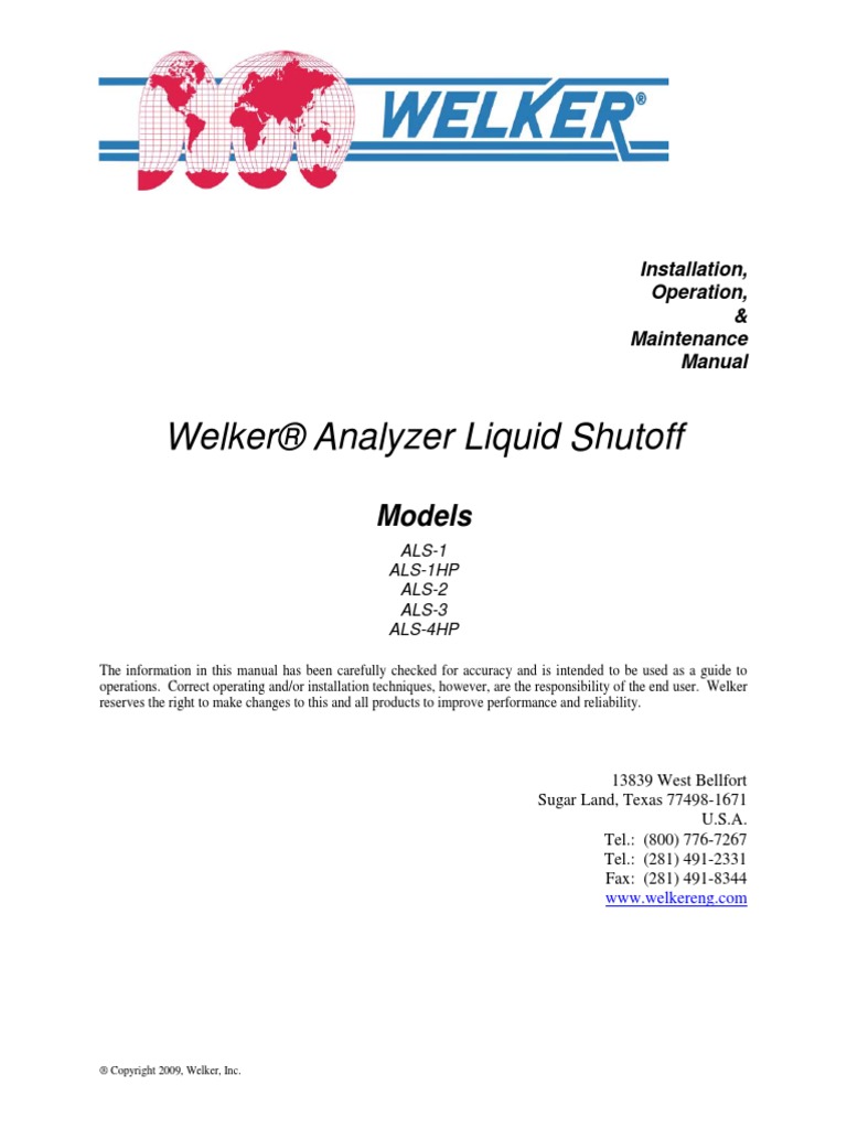 Welker Analyzers | PDF | Valve | Gas Chromatography