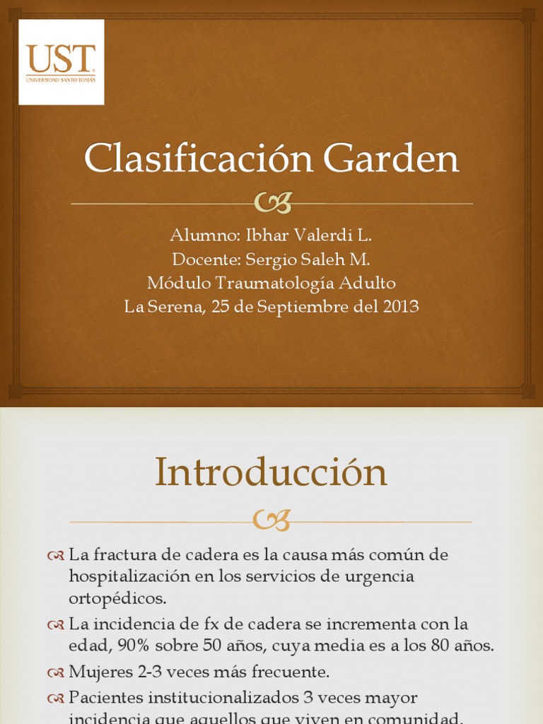 Clasificación Garden en Fracturas de Cadera | PDF | Traumatologia ...