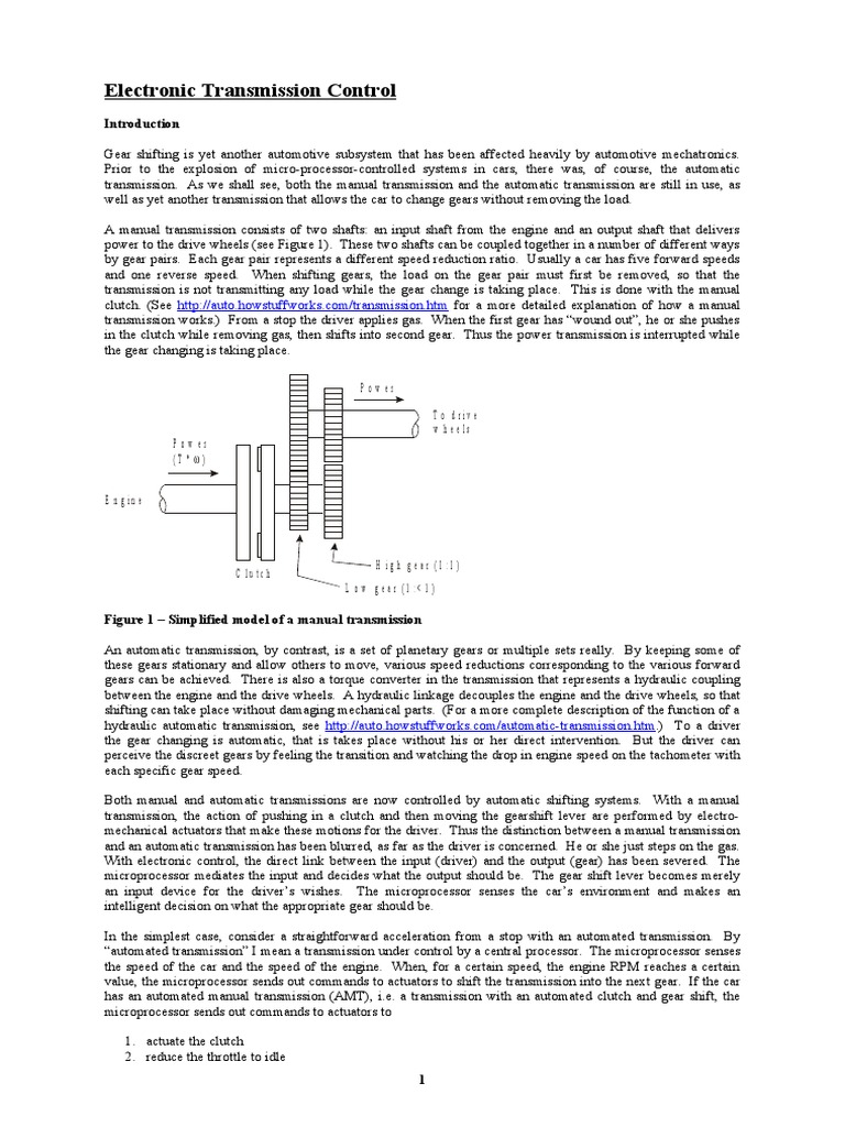 Electronic Transmission Control | PDF | Automatic Transmission ...