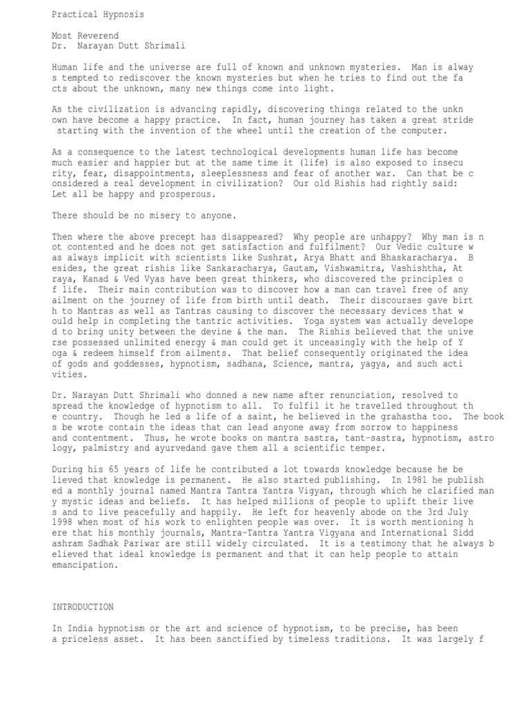 Practical Hypnosis | PDF | Hypnosis | Mind