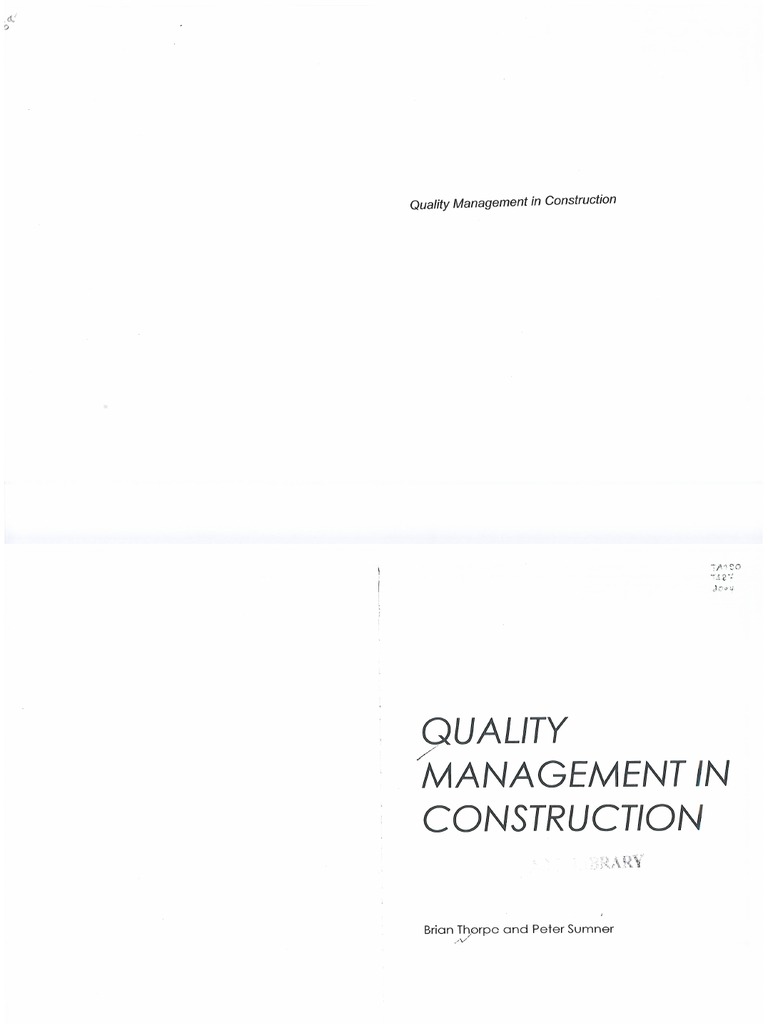 Quality Management in Construction | PDF