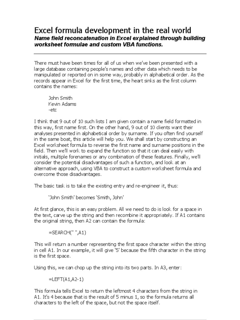 Excel Formula Development in The Real World | PDF | Microsoft Excel ...