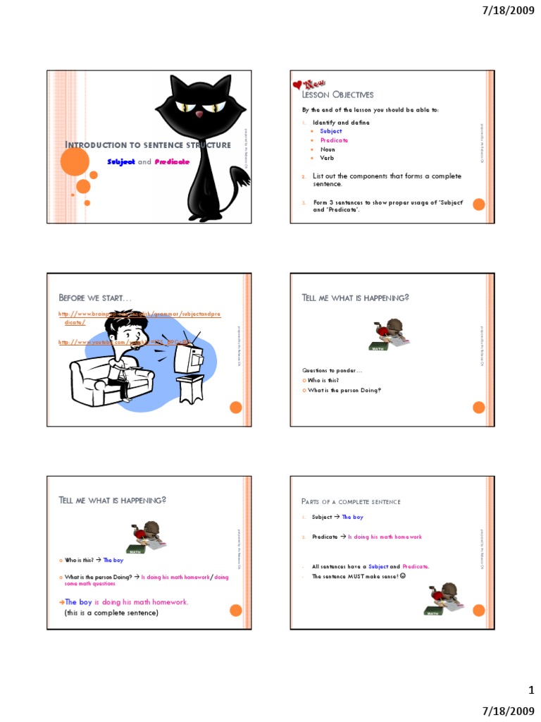 Introduction To Subject and Predicate | PDF | Subject (Grammar ...