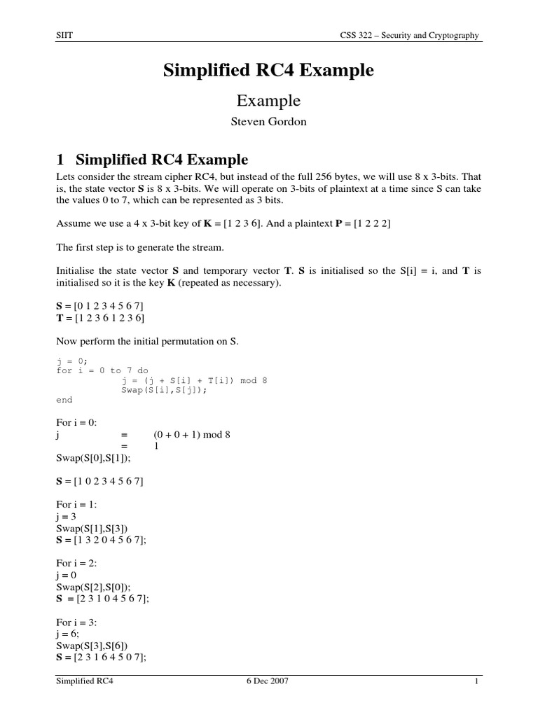 RC4 Example | Download Free PDF | Cryptography | Cipher