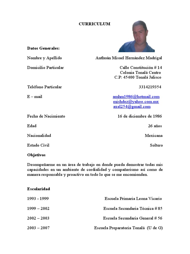 Curriculum Misael | PDF | Crecimiento personal y profesional | Ciencias ...