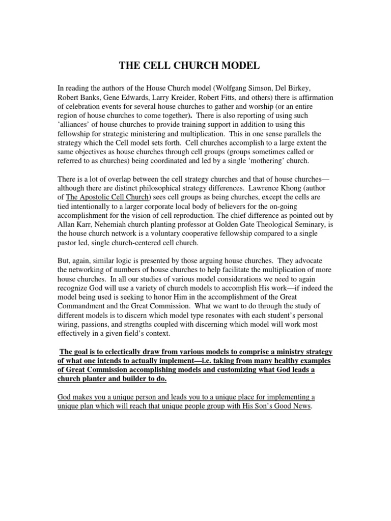 The Cell Based Church | PDF | Laity | Evangelism