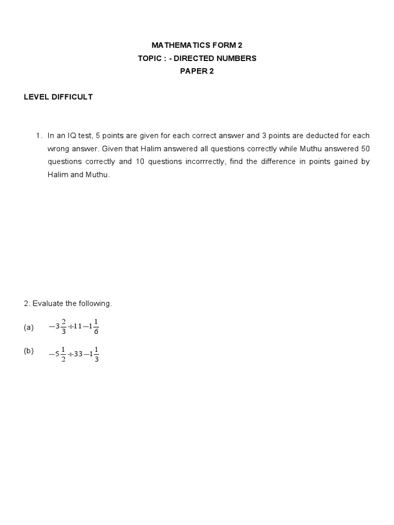 Mathematics Form 2 | PDF | Celsius | Temperature