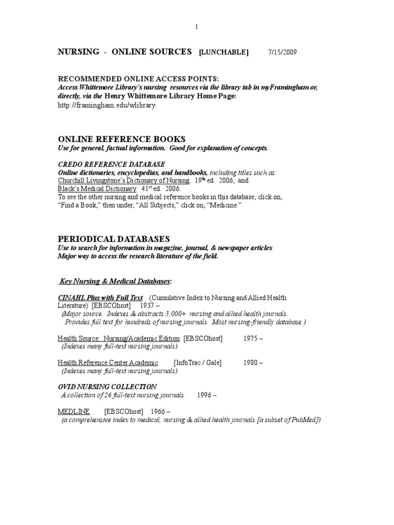 Nursing - Online Resources | PDF | Publishing | Information Science