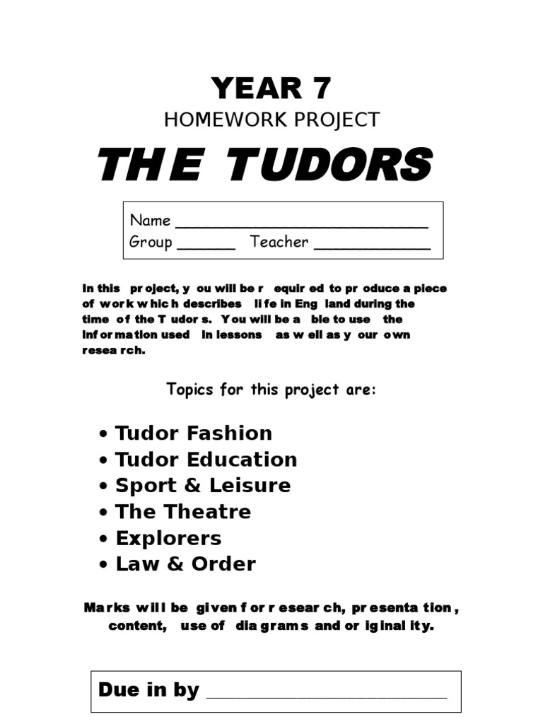 Year 7 Tudor Homework Project | PDF