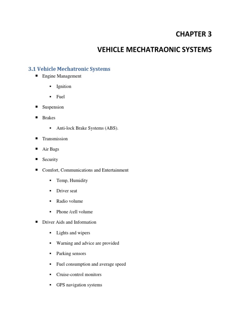 Chapter 3 - Vehicle Mechatronic Systems | PDF | Anti Lock Braking ...