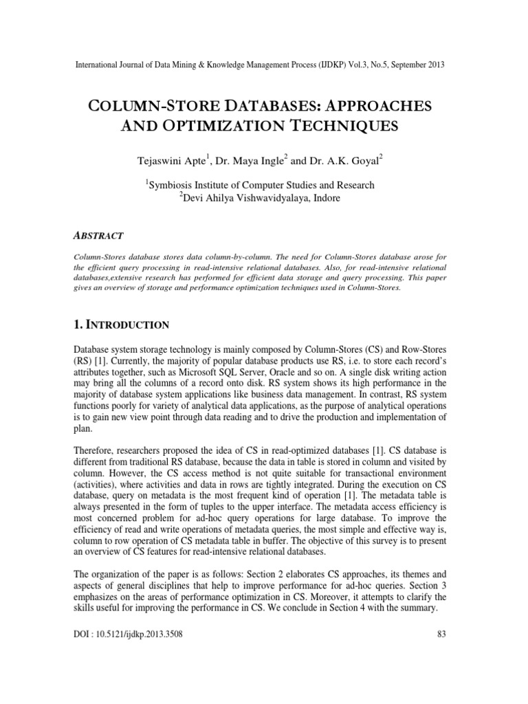 Column Store Databases Pdf