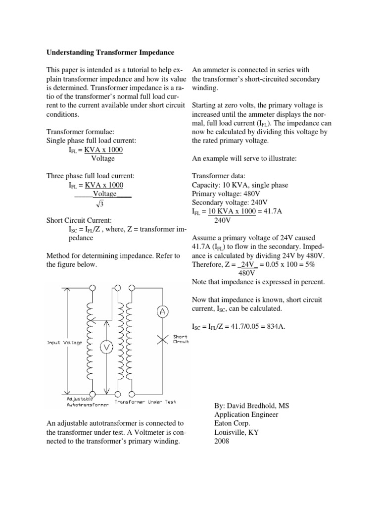 Transformer Impedance Calculation Guide | PDF