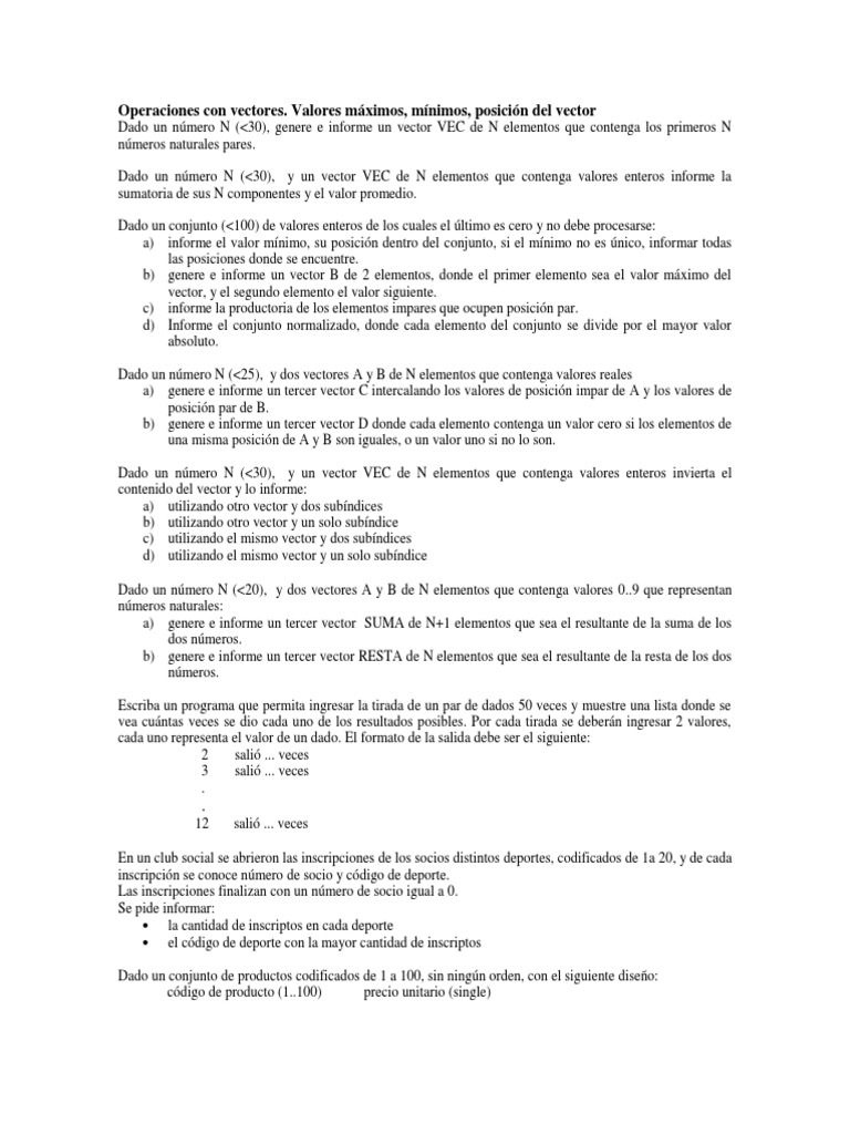 Operaciones Con Vectores | PDF | Vector Euclidiano | Entero