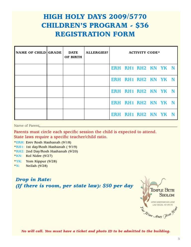 HH Children's Registration | PDF
