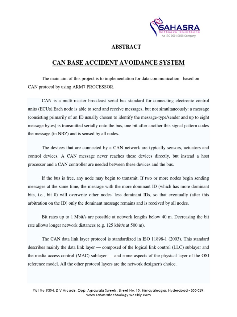 Can Base Accident Avoidance System | PDF