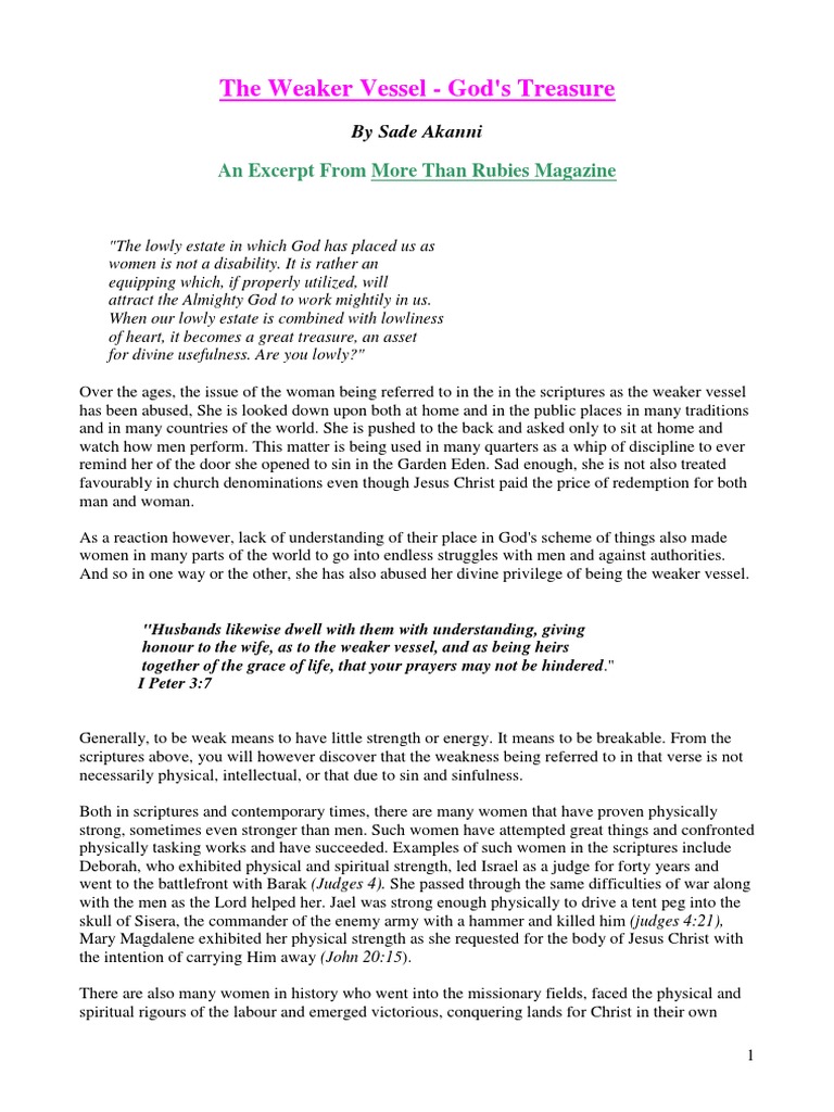 Weaker Vessel GodsTreasure | Download Free PDF | Sanctification ...