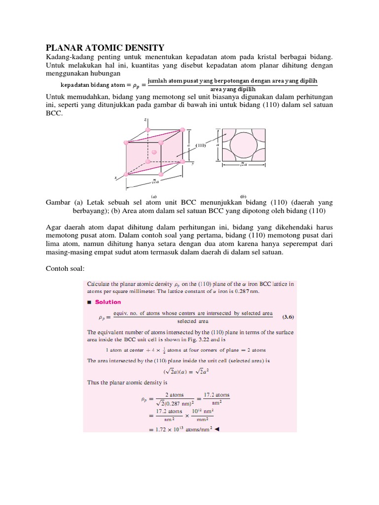 Planar Atomic Density | PDF