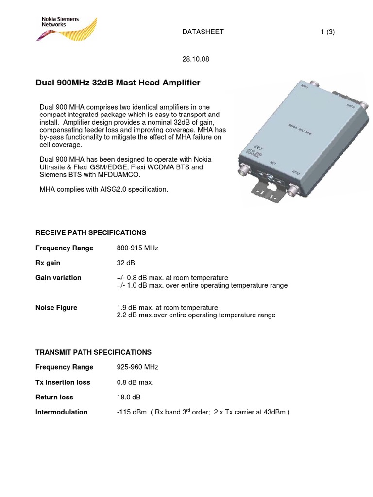 MHA 900Mhz Datasheet | PDF