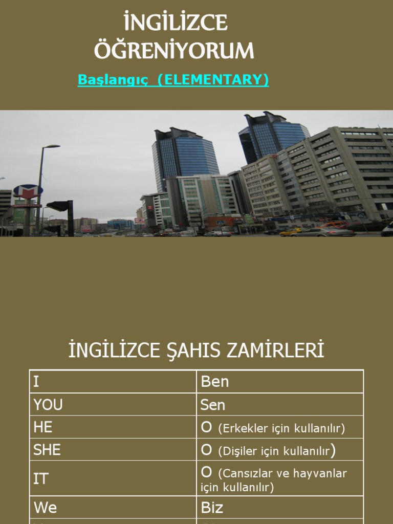 İngilizce Öğreniyorum: Başlangıç (ELEMENTARY) | PDF