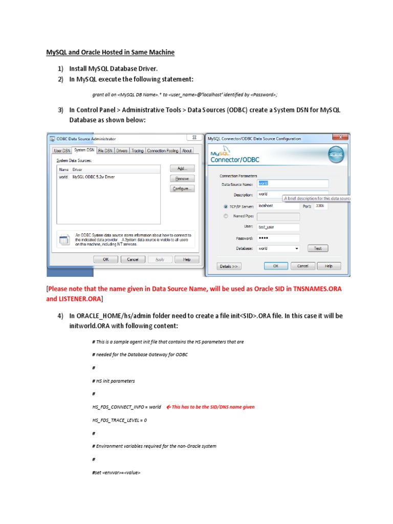 Oracle Links To MySQL & SQL-Server Using ODBC | PDF | Oracle Database ...