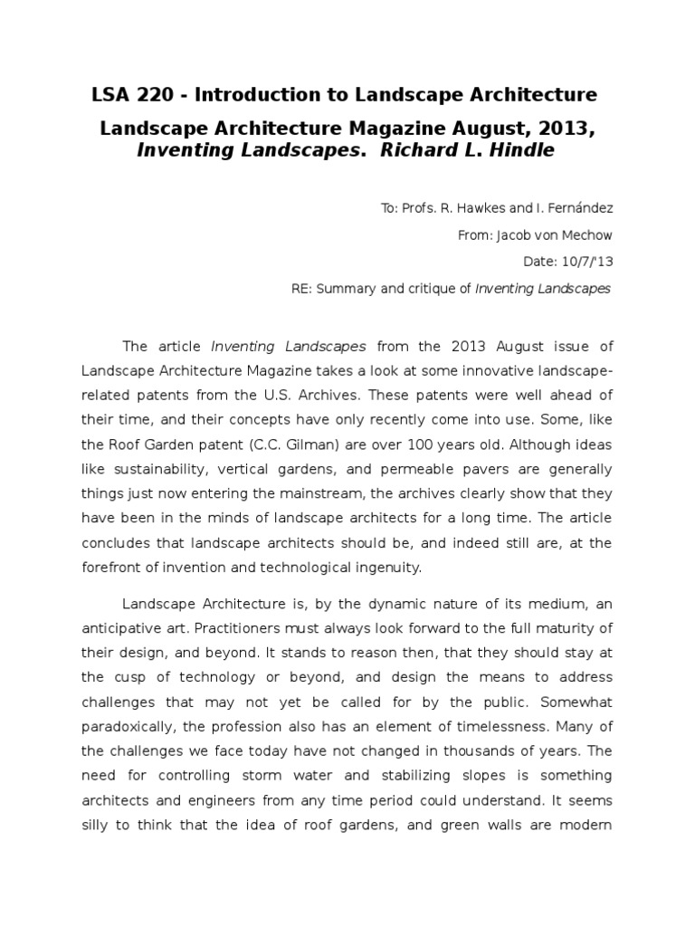 Innovative Landscape Patents Review | PDF