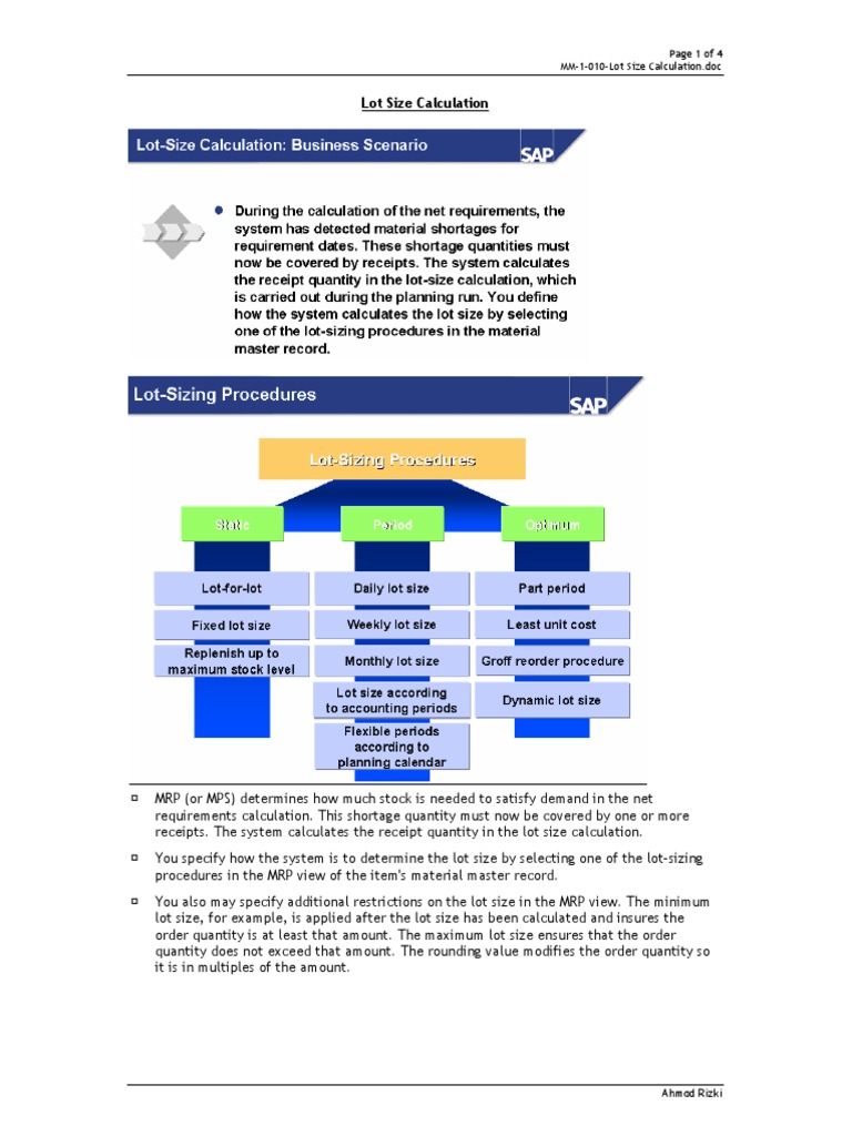 MM 1 010 Lot Size Calculation | PDF | Interest | Business Economics