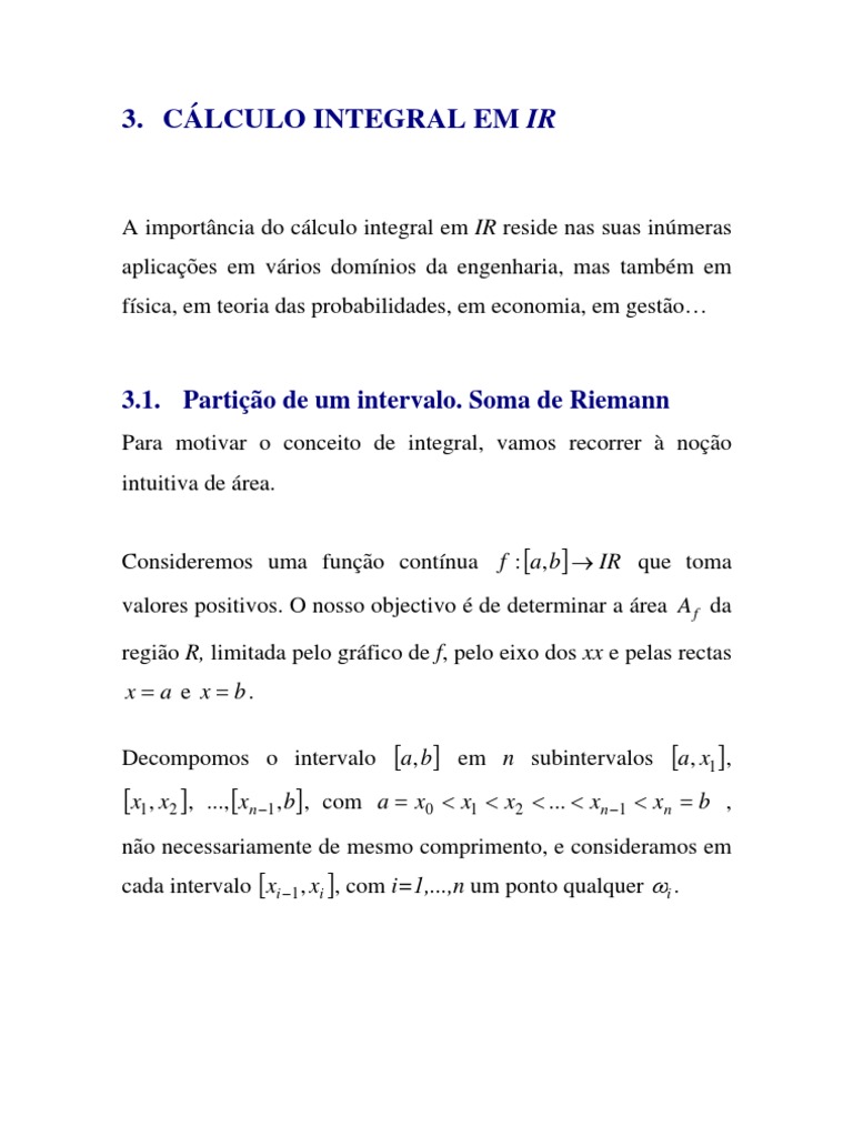 Cálculo Integral: Definições e Propriedades | PDF | Integrante | Cálculo