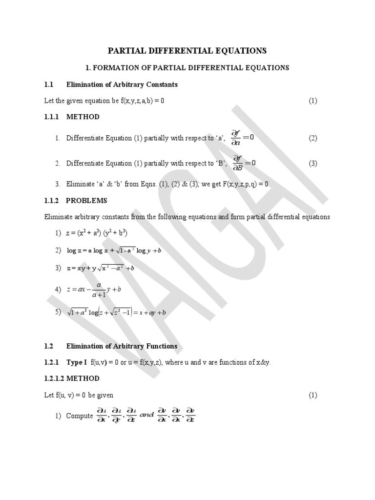 Partial Differential Equations Question Bank | PDF | Rates | Equations