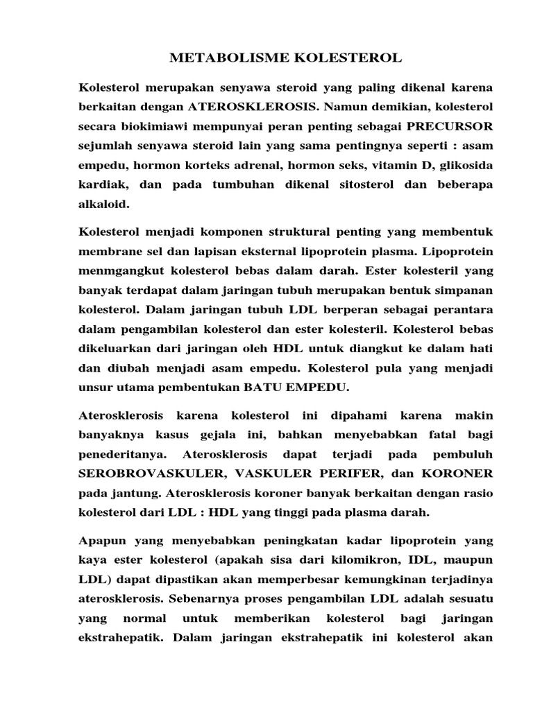 Metabolisme Kolesterol | PDF