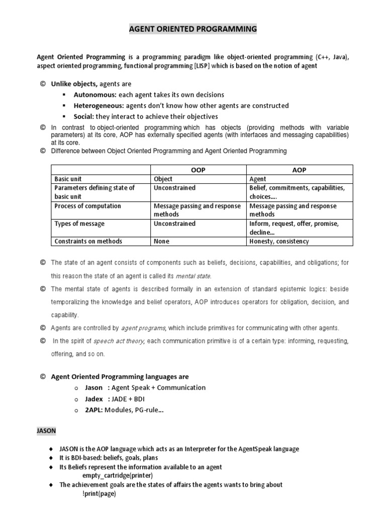 Agent Oriented Programming | PDF | Object Oriented Programming | Method (Computer Programming)