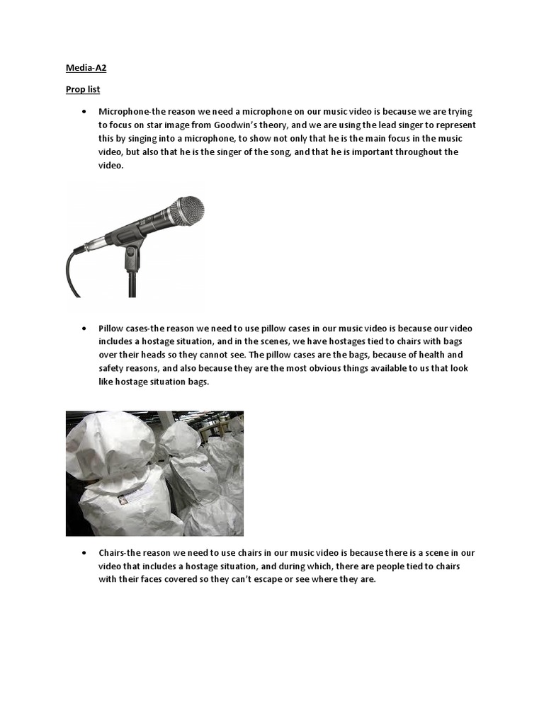 Music Video Props for Hostage Scene | PDF