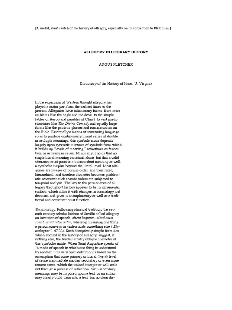 The History and Development of Allegory from Ancient Greece to the ...