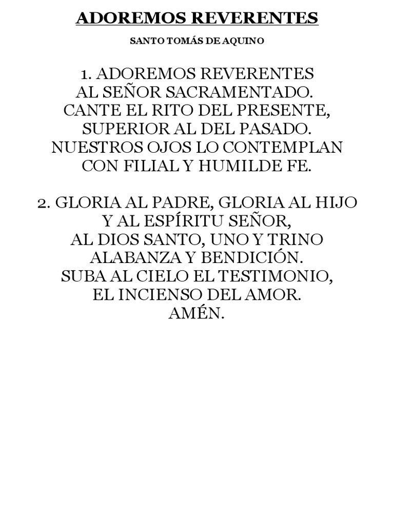 Adoremos Reverentes al Señor Sacramentado | PDF