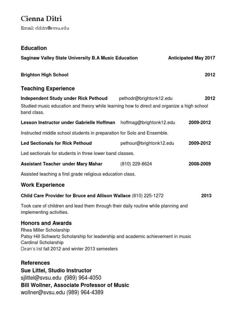 Music Education Resume | PDF