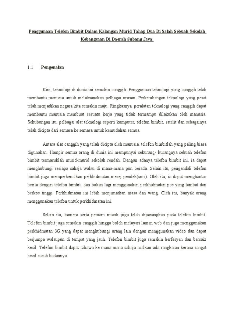 Kajian Penggunaan Telefon Bimbit | PDF