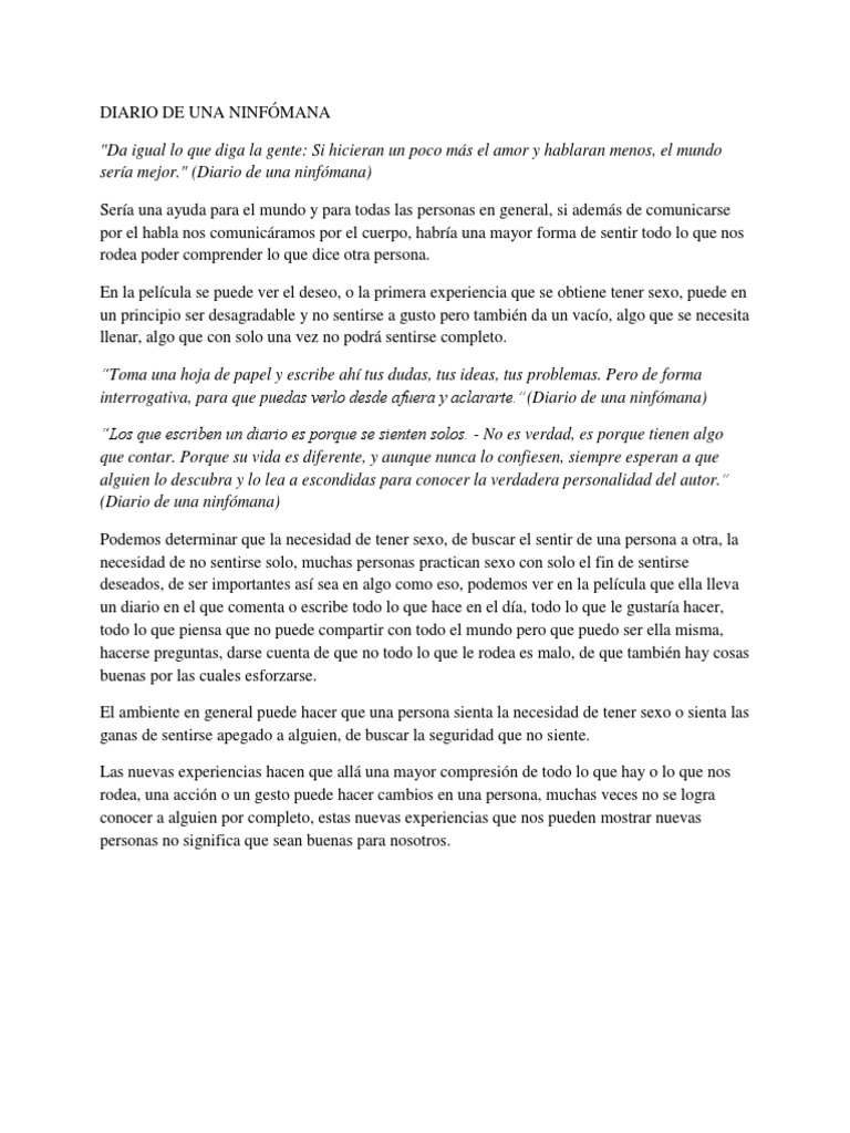Diario de Una Ninfómana | PDF | Amor | Verdad