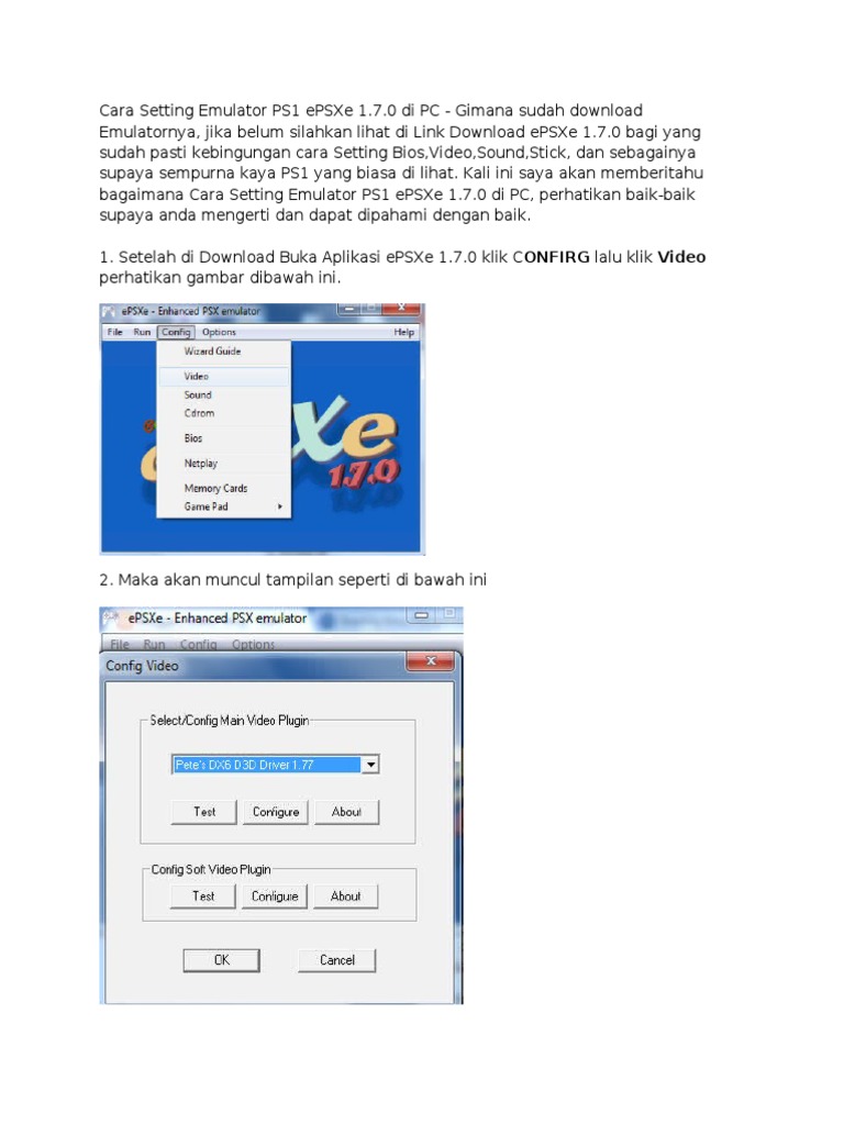 Cara Setting Emulator PS1 ePSXe 1 | PDF | Game & Aktivitas