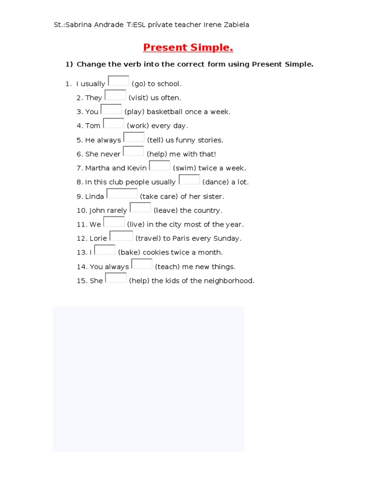 Present Simple Exercises 2 | PDF | Language Arts & Discipline
