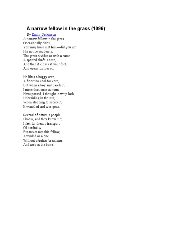 A Narrow Fellow in The Grass | PDF